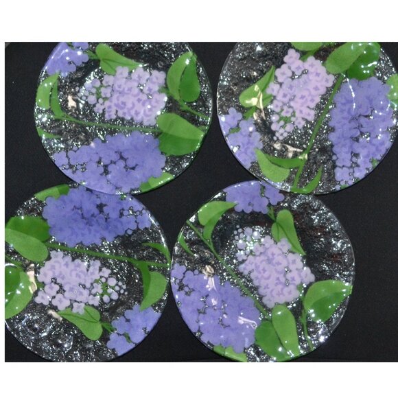 Across | Dining | A C Ross Fused Glass Snack Plates Set Of 4 Lilac And ...